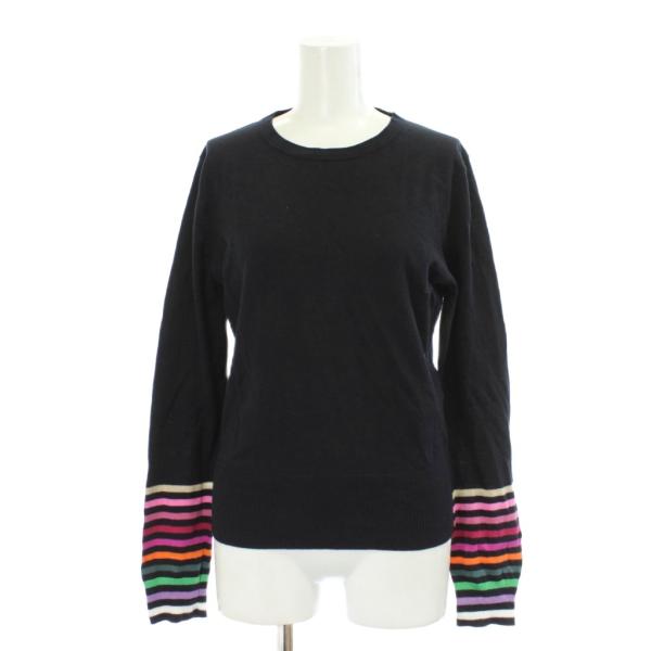 マレーラ MARELLA ニット M 黒 ブラック 長袖 マルチカラーボーダー /GP ■ECD001 レディース【ブランド】マレーラ MARELLA【表記サイズ】M【実寸サイズ】肩幅：38cm　身幅：41cm　着丈：54cm　袖丈：62c...