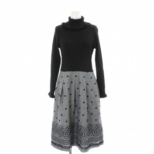 ギャラリービスコンティ GALLERY VISCONTI ワンピース ひざ丈 ロング ウール 2 黒 ブラック タートルネック 長袖 花柄 ペイズリー柄 /GP ■ECD001 レディース【ブランド】ギャラリービスコンティ GALLERY ...