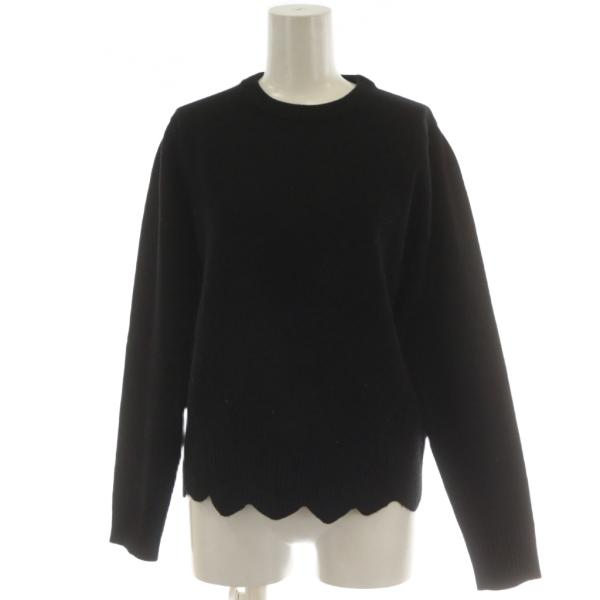 チェスティ Chesty ニット セーター ウール F 黒 ブラック ラウンドネック 長袖 スカラップヘム /GG ■ECC001 レディース【ブランド】チェスティ Chesty【表記サイズ】F【実寸サイズ】肩幅：35cm　身幅：47cm　...