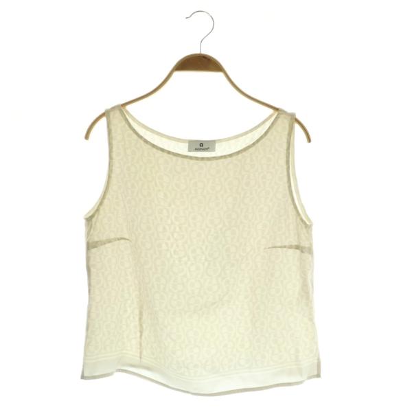 アイグナー AIGNER シルクブラウス ノースリーブ 総柄 プルオーバー I42 アイボリー /MY ■OS ■ECC001 レディース【ブランド】アイグナー AIGNER【表記サイズ】I42【実寸サイズ】身幅：44cm　総丈：46cm　...