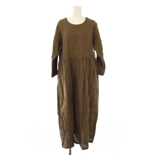 スタディオクリップ Studio Clip フレアワンピース 麻 リネン M カーキ Uネック 長袖 マキシ ロング 無地 ワンカラー /BB ■ECC001【ブランド】スタディオクリップ Studio Clip【表記サイズ】M【実寸サイズ...