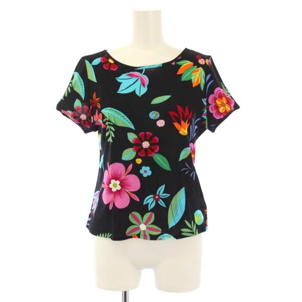 プロスぺラス PROSPEROUS カットソー 9 黒 ブラック 花柄 クルーネック 半袖 /BB ■ECC001 レディース【表記サイズ】9【実寸サイズ】肩幅：34.5cm　身幅：50cm　着丈：45cm　袖丈：15.5cm　　【素材】綿...