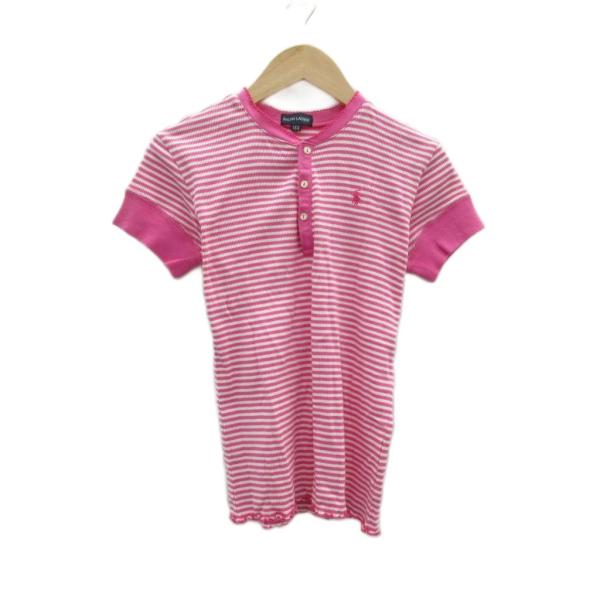 ラルフローレン RALPH LAUREN リブカットソー 半袖 ヘンリーネック 160 ピンク ボーダー柄 /SY3 ■ECC001 女の子 キッズ【ブランド】ラルフローレン RALPH LAUREN【表記サイズ】160cm【実寸サイズ】肩...