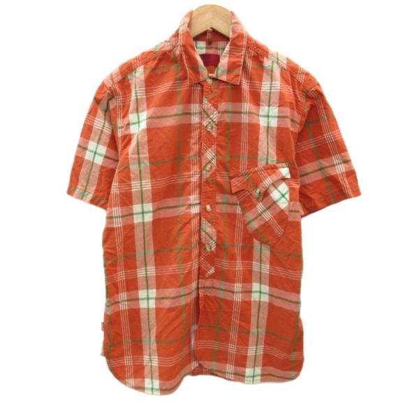 リーバイス レッドタブ Levi's RED TAB カジュアルシャツ 半袖 チェック柄 M オレンジ /SY21 ■ECC001 メンズ【ブランド】リーバイス レッドタブ Levi's RED TAB【表記サイズ】M【実寸サイズ】肩幅：4...
