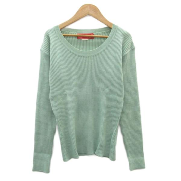 アランマヌキャン alain manoukian リブニット カットソー ミントグリーン 無地 ラウンドネック 長袖 /SY58 ■ECC001 レディース【表記サイズ】サイズ表記なし【実寸サイズ】肩幅：45cm　身幅：46.5cm　着丈：...