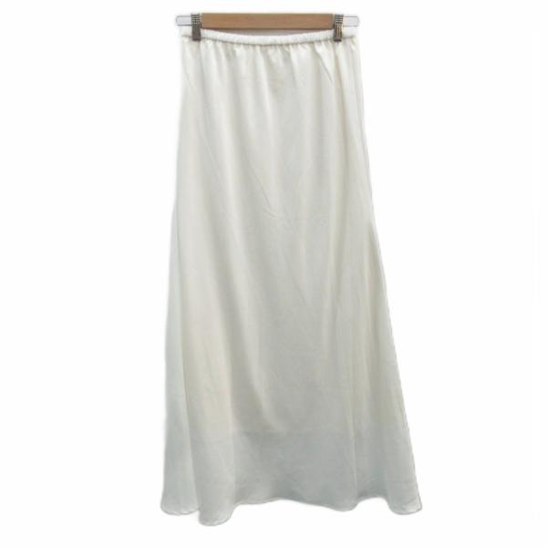 ミーリー miri フレアスカート ロング丈 マキシ丈 F 白 無地 /SY24 ■ECC001 レディース【表記サイズ】F【実寸サイズ】ウエスト：64〜cm　ヒップ：90cm　スカート丈：105cm　　【素材】表地 ポリエステル　裏地 ポ...