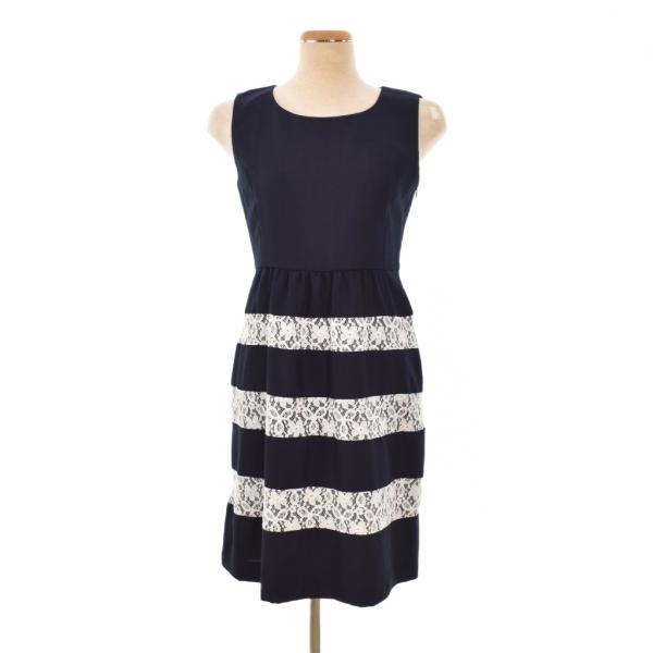 スタイルコム style com ワンピース ノースリーブ ひざ丈 レース 9 紺 ネイビー ■ECC001 レディース【ブランド】スタイルコム style com【表記サイズ】9【実寸サイズ】身幅：43cm　総丈：88.5cm　　【素材】...