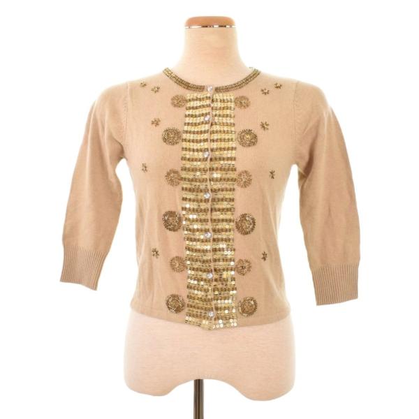 ガラティアネレイド Galatea Nereid カーディガン スパンコール ビジュー装飾 ベージュ ■ECC001 レディース【表記サイズ】記載なし【実寸サイズ】肩幅：32cm　身幅：40.5cm　着丈：47cm　袖丈：41cm　　【素材...