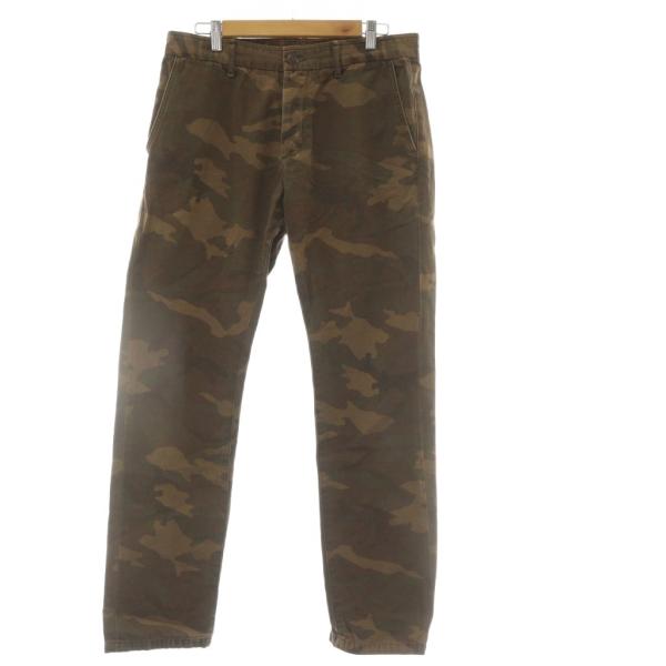 grown &amp; sewn グロウン＆ソーン ボタンフライ パンツ 33 カーキ カモフラージュ柄 長ズボン /DU ■ECD001 メンズ【表記サイズ】33【実寸サイズ】ウエスト：84cm　もも幅：62cm　裾幅：34cm　股上：2...