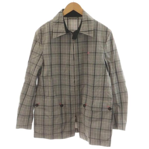 バーバリーブラックレーベル BURBERRY BLACK LABEL ジャケット チェック柄 ロゴ 刺繍 M グレー ピンク BMP32-602-04 /AN60 ■ECD001【ブランド】バーバリーブラックレーベル BURBERRY BL...