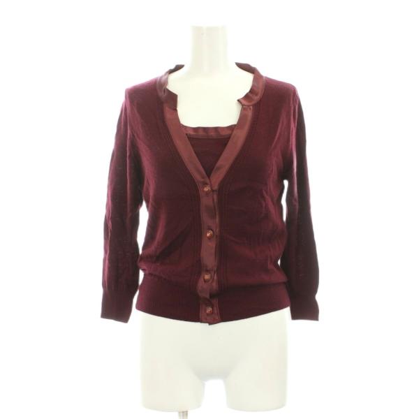ユキトリイ YUKI TORII  アンサンブルニット カーディガン  38 ボルドー /GP ■ECD001 レディース【ブランド】ユキトリイ YUKI TORII【表記サイズ】38【実寸サイズ】肩幅：36cm　身幅：37cm　着丈：49...