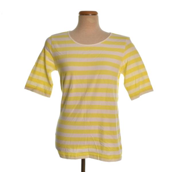 ボグナー BOGNER Tシャツ カットソー 半袖 ボーダー M 黄 イエロー ■ECC001 レディース【表記サイズ】M【実寸サイズ】肩幅：38cm　身幅：44cm　着丈：61cm　袖丈：29cm　　【素材】綿、ポリウレタン【色】黄 イエ...