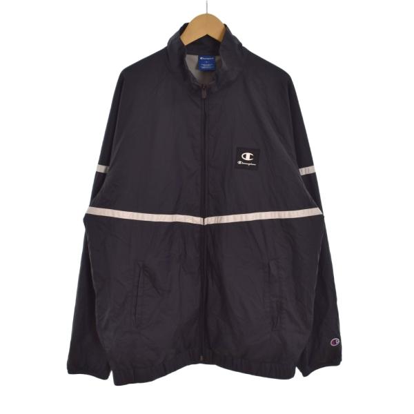 チャンピオン CHAMPION ナイロンジャケット 長袖 ロゴ刺繍 ロゴワッペン ジップアップ L 黒 白 ホワイト C3-WSC02 ■ECC001 メンズ【ブランド】チャンピオン CHAMPION【表記サイズ】L【実寸サイズ】身幅：約6...