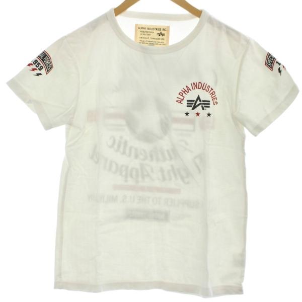 アルファ インダストリーズ ALPHA INDUSTRIES INC. Tシャツ カットソー M 白 ホワイト 半袖 ラウンドネック ロゴプリント /GG ■ECD001 メンズ【表記サイズ】M【実寸サイズ】肩幅：42cm　身幅：45cm　...