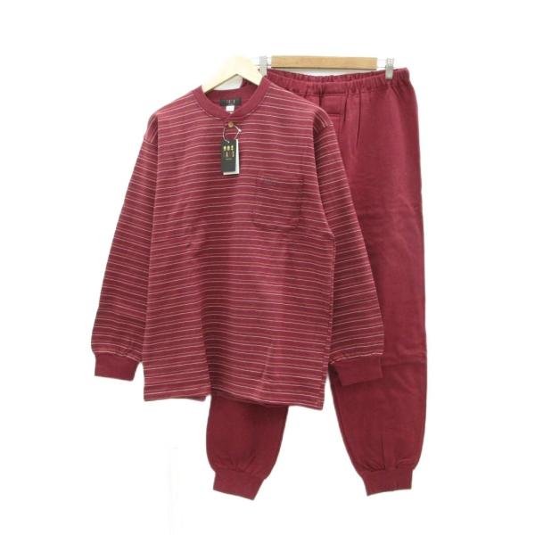 未使用品 ダックス パジャマ ルームウエア トレーナー ヘンリーネック ジョガーパンツ イージー アンクル丈 裏起毛 L ワインレッド【ブランド】ダックス DAKS【表記サイズ】L【実寸サイズ】ジャケット 肩幅：48.5cm　ジャケット 身...