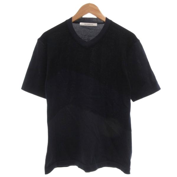 インターメッツォ INTERMEZZO ニットTシャツ LL 紺 ネイビー Vネック 半袖 無地 /SC ■ECA001 メンズ【ブランド】インターメッツォ INTERMEZZO【表記サイズ】LL【実寸サイズ】肩幅：47cm　身幅：49cm...