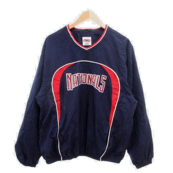 High Five Sportswear プルオーバートップス M 紺 ネイビー Vネック 長袖 ロゴプリント /SC ■GY58 メンズ【表記サイズ】M【実寸サイズ】肩幅：50cm　身幅：60cm　袖丈：65cm　着丈：67cm　　【素材...