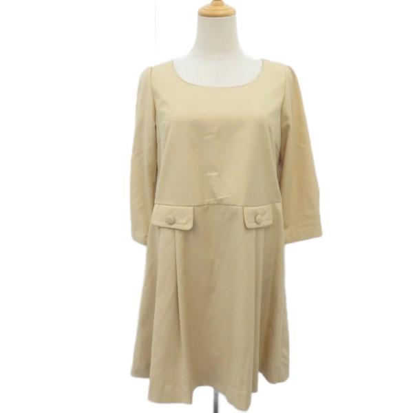 未使用品 プーラフリーム pour la frime ワンピース M ライトベージュ 七分袖 ラウンドネック ミニ丈 /YS60 ■GY66 レディース【ブランド】プーラフリーム pour la frime【表記サイズ】M【実寸サイズ】肩幅...