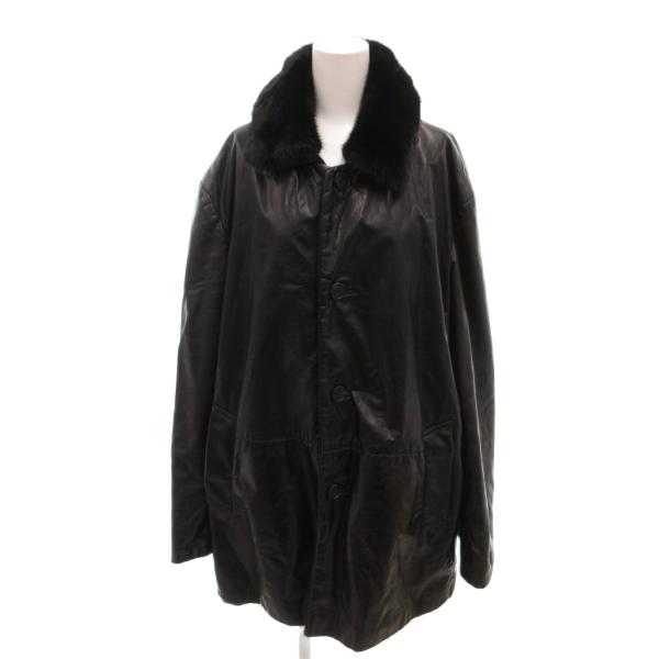 フォンタネッリ Fontanelli ラムレザーコート イタリア製 ミドル丈 50 黒 ブラック /YJ ■ECA001 レディース【表記サイズ】50【実寸サイズ】肩幅：53cm　身幅：71cm　袖丈：65cm　着丈：84cm　　【素材】表...