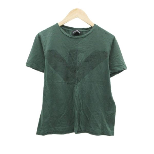 エンポリオアルマーニ Tシャツ カットソー クルーネック 半袖 12A モスグリーン ロゴプリント /HO5 ■ECA001 レディース【ブランド】エンポリオアルマーニ EMPORIO ARMANI【表記サイズ】12A【実寸サイズ】肩幅：3...