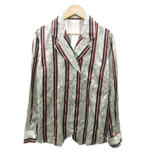 スティミュラス STIMULUS シャツ オーバーサイズ 2 オフホワイト 長袖 ストライプ柄 ペイズリー柄 /YS33 ■ECA001 レディース【ブランド】スティミュラス STIMULUS【表記サイズ】2【実寸サイズ】肩幅：42cm　身...