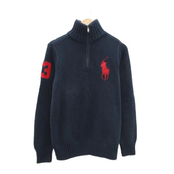 ポロ バイ ラルフローレン Polo by Ralph Lauren ニット セーター 150 紺 ネイビー 長袖 スタンドカラー ロゴ刺繍 男の子 キッズ【ブランド】ポロ バイ ラルフローレン Polo by Ralph Lauren【表...