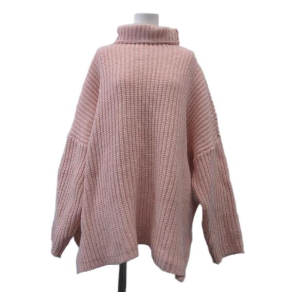 ミテ mite ニット セーター 長袖 タートルネック ピンク /XZ ■GY58 レディース【表記サイズ】サイズ表記なし(実寸サイズをご参照ください。)【実寸サイズ】身幅：77cm　着丈：64.5cm　ゆき丈：79.5cm　　【素材】ポリ...