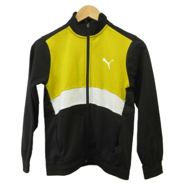 プーマ PUMA トラックジャケット ジャージ キッズ 子供服 ジップアップ ロゴ 150 黒 ブラック 黄色 イエロー /XZ ■ECB001 キッズ【ブランド】プーマ PUMA【表記サイズ】150【実寸サイズ】肩幅：33.5cm　身幅：...