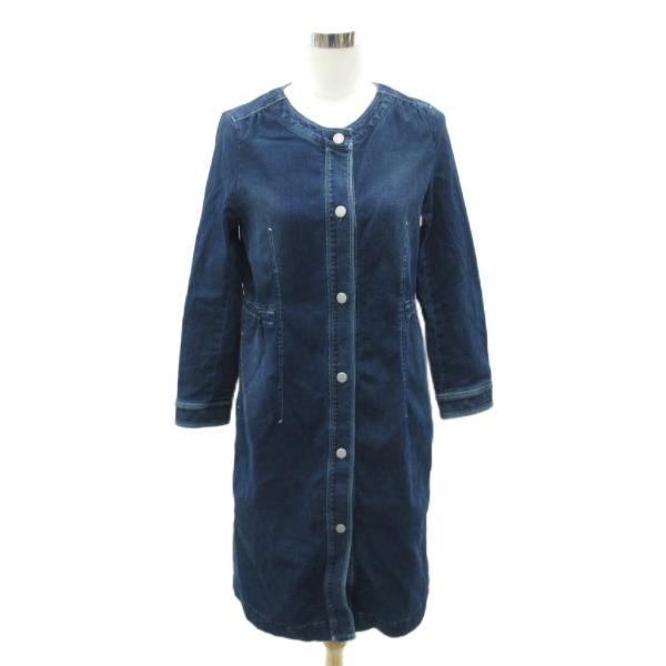 ブルーフロンセ BLUE FRONCE デニムワンピース ミモレ丈 長袖 38 M 紺 無地 /SY28 ■ECA002 レディース【表記サイズ】38（日本サイズM相当）【実寸サイズ】肩幅：38.5cm　身幅：49cm　袖丈：55cm　総丈...