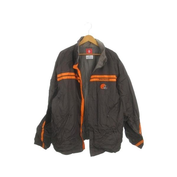 ノーブランド NFL ナイロンジャケット アメフト 2XL 茶 ブラウン オレンジ 長袖 スタンドカラー ロゴ刺繍 /MN20 ■ECA002 メンズ【表記サイズ】2XL【実寸サイズ】身幅：74cm　着丈：75cm　ゆき丈：89cm　　【素...