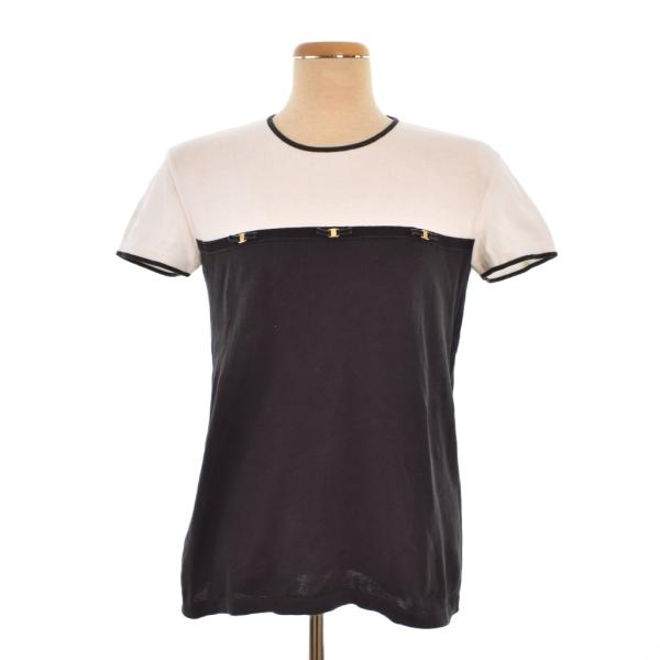 サルヴァトーレフェラガモ Salvatore Ferragamo Tシャツ 半袖 バイカラー M 黒 ブラック ■ECD002 レディース【ブランド】サルヴァトーレフェラガモ Salvatore Ferragamo【表記サイズ】M【実寸サイ...