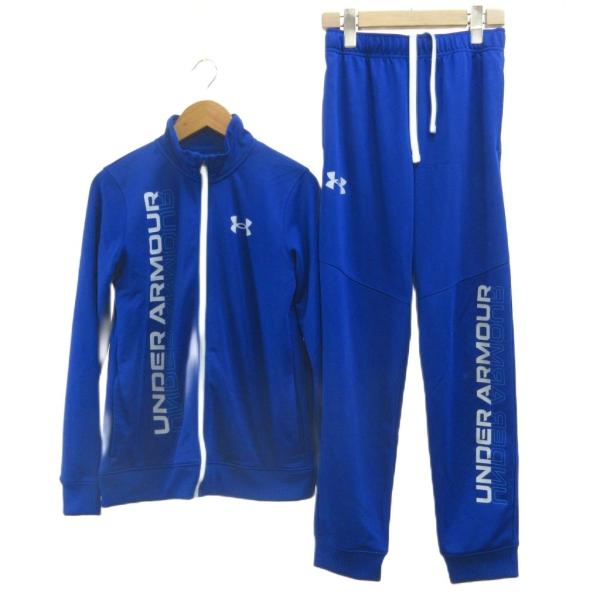 UNDER ARMOUR ジャージ セットアップ 上下 キッズ 子供服 トラックジャケット ジップアップ パンツ イージー ロゴ プリント 150 青【ブランド】アンダーアーマー UNDER ARMOUR【表記サイズ】150【実寸サイズ】ジ...
