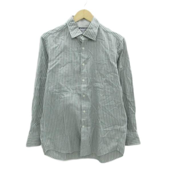 アクアスキュータム AQUASCUTUM カジュアルシャツ LL 緑 グリーン ストライプ柄 長袖 /YS21 ■ECC002 メンズ【ブランド】アクアスキュータム AQUASCUTUM【表記サイズ】LL【実寸サイズ】肩幅：43cm　身幅：...