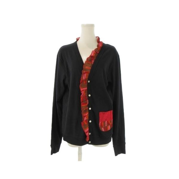 アナスイ ANNA SUI カーディガン PS 黒 ブラック Vネック フリルデザイン 長袖 /CK41 ■ECC002 レディース【ブランド】アナスイ ANNA SUI【表記サイズ】PS【実寸サイズ】身幅：46cm　着丈：62.5cm　ゆ...