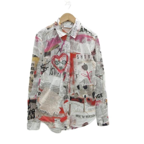 デシグアル Desigual シャツ ブラウス 小さいサイズ XS 白 ホワイト 総柄 長袖 /YS12 ■ECB002 レディース【ブランド】デシグアル Desigual【表記サイズ】XS【実寸サイズ】肩幅：36cm　身幅：43cm　着丈...