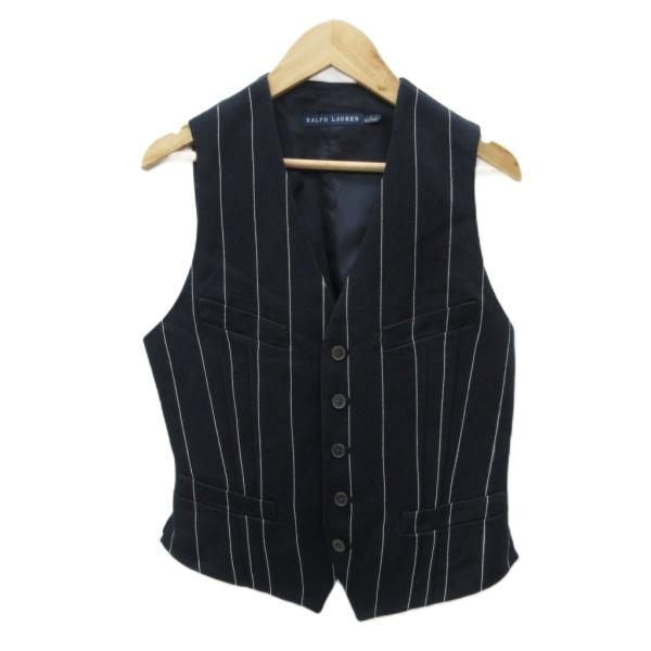 ラルフローレン RALPH LAUREN ベストジャケット ミドル丈 2 紺 ネイビー ストライプ柄 切替 /SM11 ■ECE003 男の子 キッズ【ブランド】ラルフローレン RALPH LAUREN【表記サイズ】2【実寸サイズ】身幅：4...