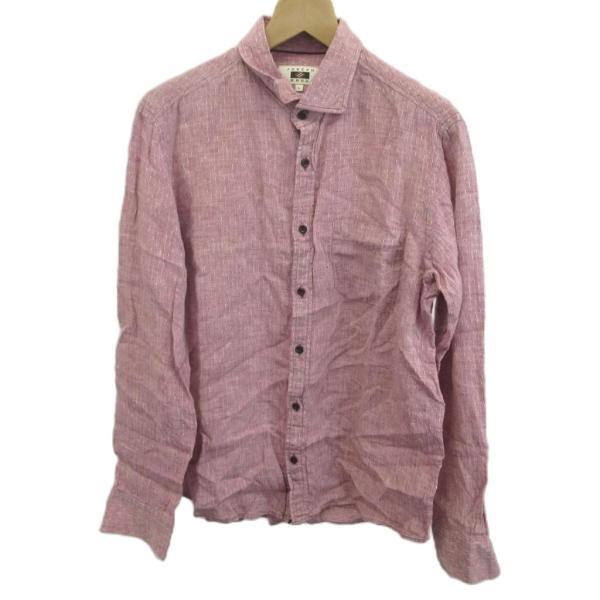 ジョセフアブード JOSEPH ABBOUD シャツ 麻 リネン L ピンク 長袖 ストライプ柄 胸ポケット /MD ■ECC002 メンズ【ブランド】ジョセフアブード JOSEPH ABBOUD【表記サイズ】L【実寸サイズ】肩幅：42cm...