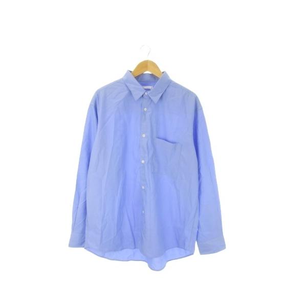 未使用品 ウィム バイ リドム WYM LIDNM シャツ L 青 ブルー 無地 レギュラーカラー 長袖 /CK5 ■GY70 メンズ【表記サイズ】L【実寸サイズ】身幅：61cm　着丈：80cm　ゆき丈：89cm　　【素材】ポリエステル　再...