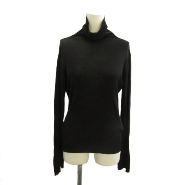 プルドゥ Pour Deux タートルネックニット  絹 シルク 1 黒 ブラック 無地  長袖 /MD ■ECB002 レディース【表記サイズ】1【実寸サイズ】肩幅：34cm　身幅：45cm　着丈：56cm　袖丈：61cm　　【素材】絹、...