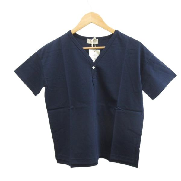 未使用品 ワークノットワーク WNW WORK NOT WORK Tシャツ カットソー 半袖 ヘンリーネック Vネック F 紺 ネイビー /XZ ■ECB002【表記サイズ】F【実寸サイズ】身幅：48cm　着丈：57cm　ゆき丈：38.5c...