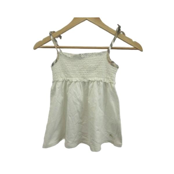 バーバリー ロンドン BURBERRY LONDON キャミソール トップス キッズ 子供服 Aライン シャーリング ノバチェック リボン 130A 白【ブランド】バーバリー ロンドン BURBERRY LONDON【表記サイズ】130A【...