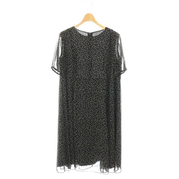ジャンニロジュディチェ GIANNI LO GIUDICE ワンピース ひざ丈 ドット 36 ブラック /DF ■GY49 レディース【表記サイズ】36【実寸サイズ】肩幅：37.5cm　身幅：45cm　袖丈：25cm　総丈：99cm　　【素...