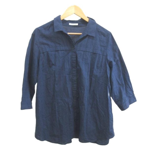 シンプルライフ SIMPLE LIFE シャツ ブラウス 紺 ネイビー 無地 レギュラーカラー 七分袖 ECB002 /NP ■ECB002 レディース【表記サイズ】実寸サイズをご参照下さい【実寸サイズ】肩幅：42cm　身幅：53cm　着丈...