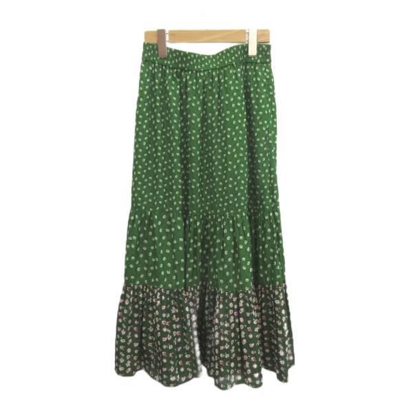 ユニクロ UNIQLO ポール＆ジョー PAUL&amp;JOE ティアードスカート S 緑 グリーン 花柄 /YU ■ECC003 レディース【ブランド】ユニクロ UNIQLO【表記サイズ】S【実寸サイズ】ウエスト：66cm　ヒップ：91...