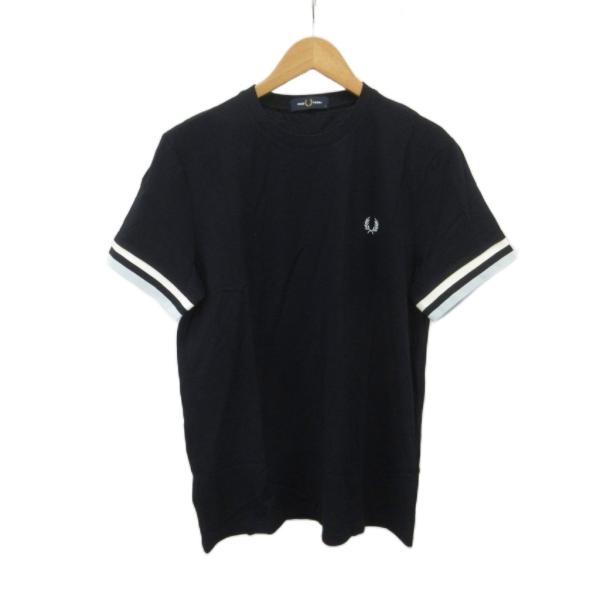 フレッドペリー FRED PERRY Tシャツ L ネイビー 紺 半袖 クルーネック ロゴ刺繍 カットソー /PP ■ECC003 メンズ【ブランド】フレッドペリー FRED PERRY【表記サイズ】L【実寸サイズ】肩幅：約44cm　身幅：...