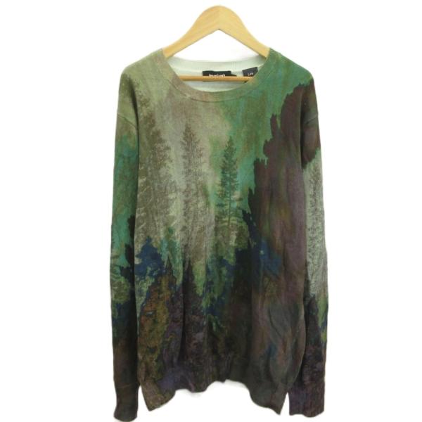 デシグアル Desigual ニット XL 緑 グリーン 茶 ブラウン 風景プリント ラウンドネック 長袖 /YU ■ECC003 メンズ【ブランド】デシグアル Desigual【表記サイズ】XL【実寸サイズ】肩幅：44cm　身幅：57cm...