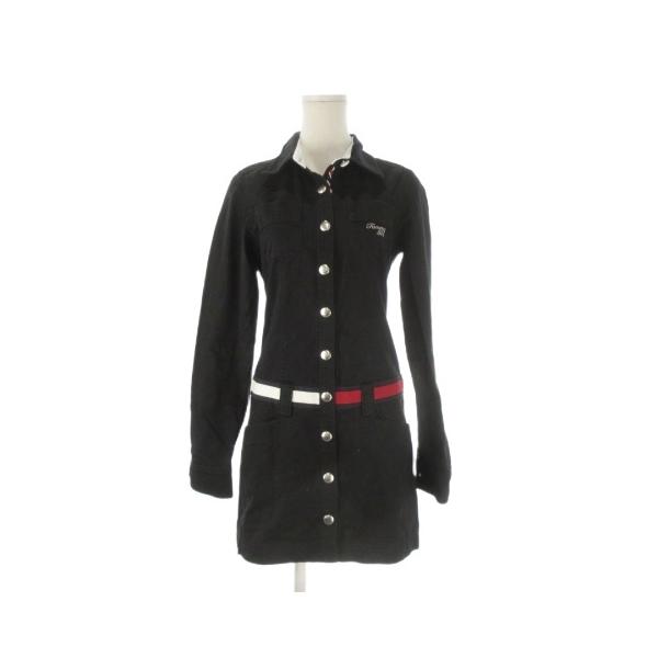 トミーガール tommy girl シャツワンピース S 黒 ブラック 長袖 シャツカラー 配色デザイン /CK41 ■ECD003 レディース【ブランド】トミーガール tommy girl【表記サイズ】S【実寸サイズ】肩幅：36cm　身幅...