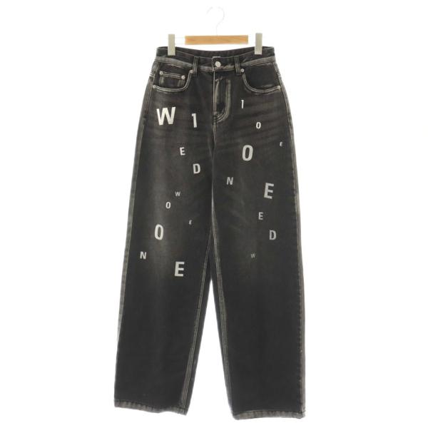 ウェルダン WE11DONE デニムパンツ ジーンズ ワイド プリント XS ブラック /ES ■ECD003 レディース【ブランド】ウェルダン WE11DONE【表記サイズ】XS【実寸サイズ】ウエスト：66cm　もも幅：32cm　裾幅：2...