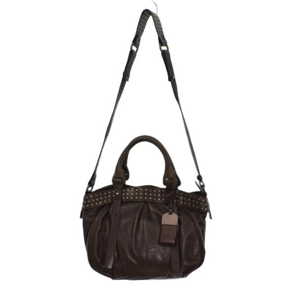 FRANCESCO BIASIA 2WAY ハンドバッグ ショルダーバッグ スタッズ 無地 緑 グリーン カーキ ■ECE004 レディース【ブランド】フランチェスコビアジア FRANCESCO BIASIA【表記サイズ】-【実寸サイズ】持...