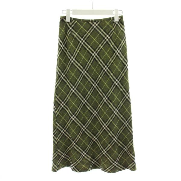 バーバリー ロンドン BURBERRY LONDON フレアスカート ロング チェック柄 麻 リネン混 38 緑 グリーン FXA87-007 /AN59 ■ECE004【ブランド】バーバリー ロンドン BURBERRY LONDON【表記...